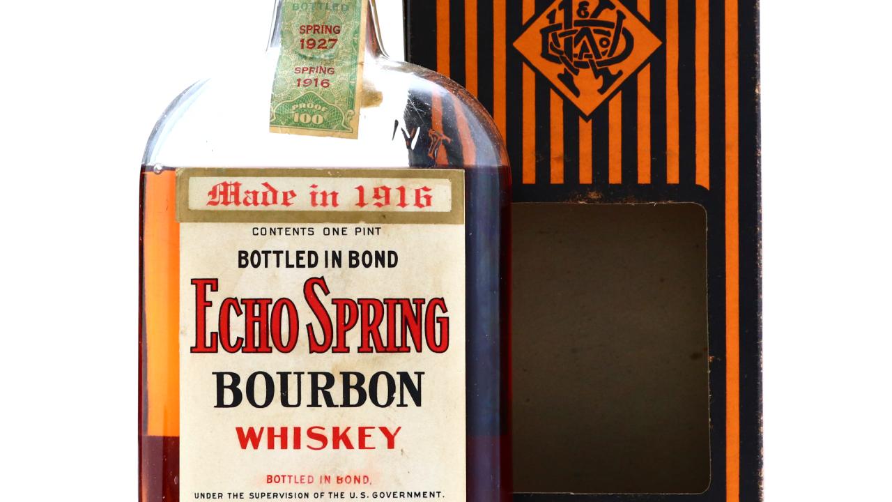 Echo Spring 1916 Bottled in Bond Bourbon / Prohibition Era Bottling Whisky | Whisky Auctioneer