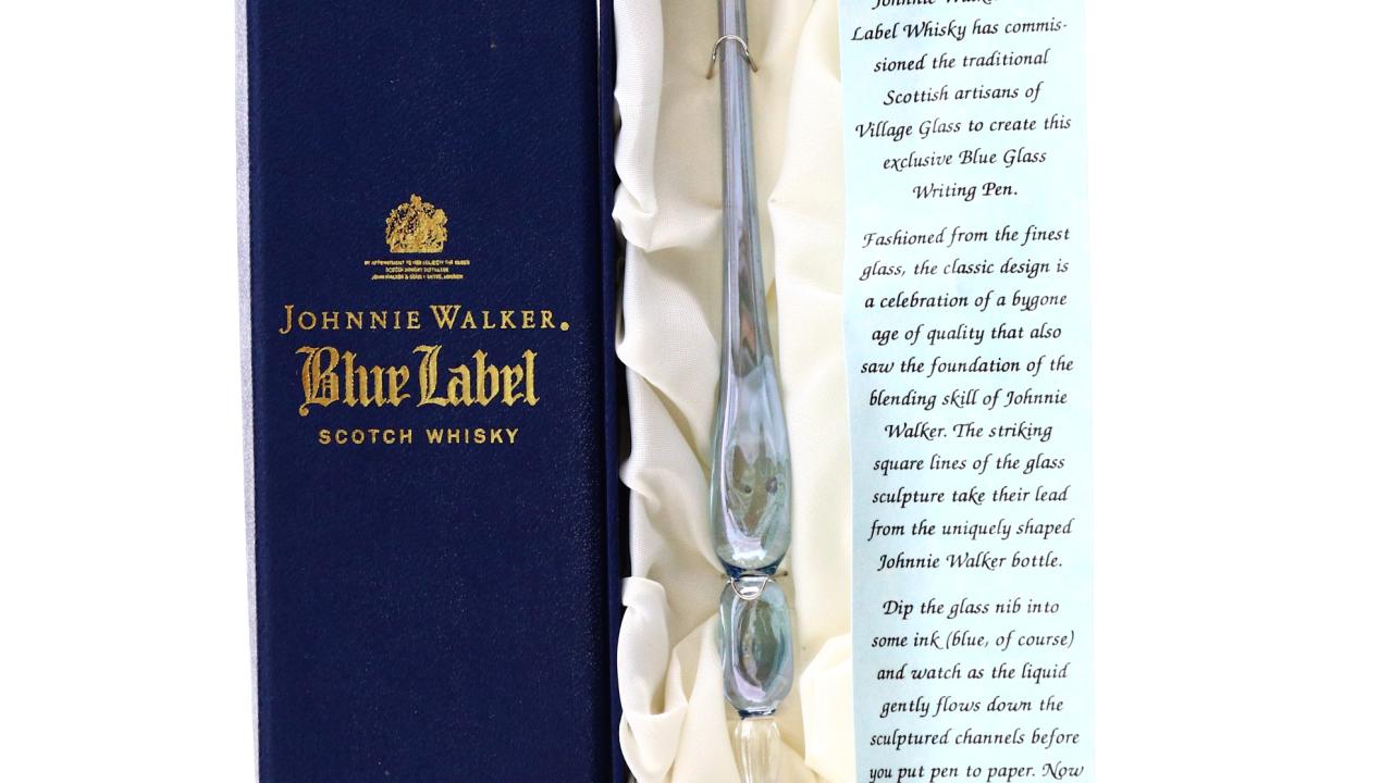 Johnnie Walker Blue Label Glass Writing Pen Whisky | Whisky Auctioneer