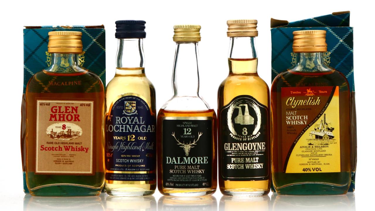 Highland Miniatures x 5 / Includes Dalmore 12 Years Old Whisky | Whisky ...