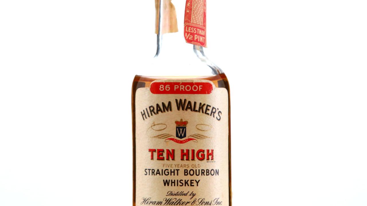 Hiram Walker's Ten High Straight Bourbon 1960s Miniature Whisky ...