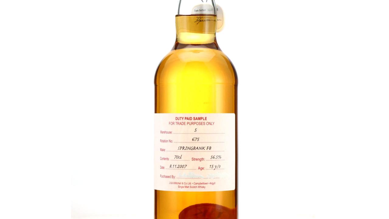 Springbank 2007 Duty Paid Sample 15 Year Old / Fresh Bourbon Whisky ...