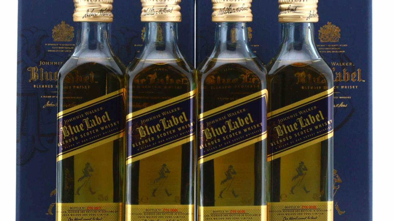 Johnnie Walker Blue Label Miniature x 4 Whisky | Whisky Auctioneer