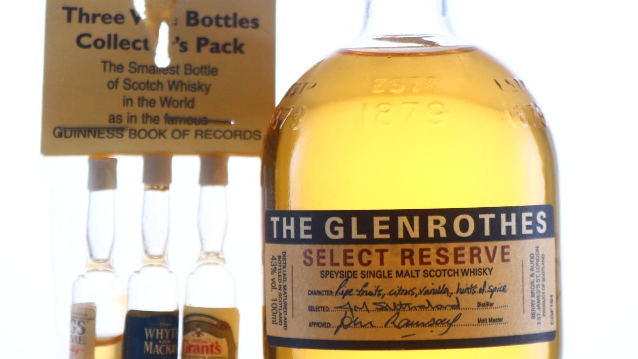 Glenrothes Select Reserve & World's Smallest Bottles Miniature Whisky ...