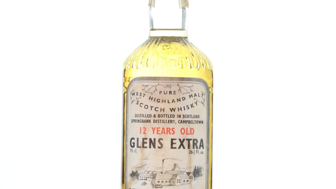 Springbank 'Glens Extra' 12 Year Old Pure West Highland Malt 1970s ...