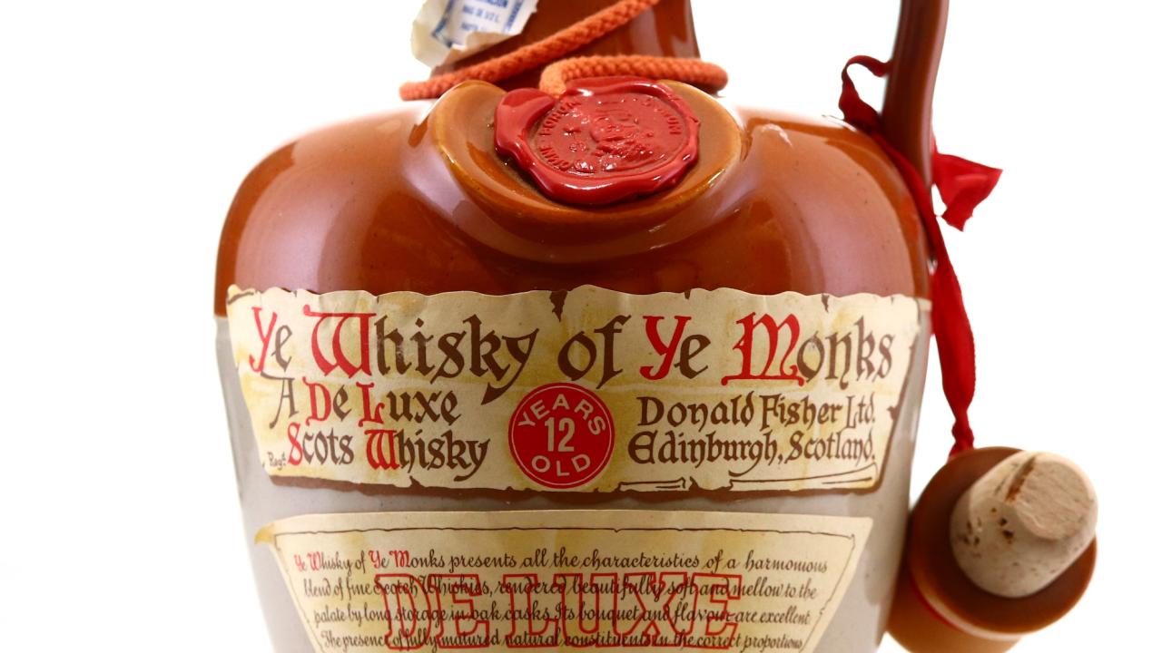 Ye Whisky of Ye Monks 12 Year Old De Luxe Scots Whisky Decanter 1970s ...