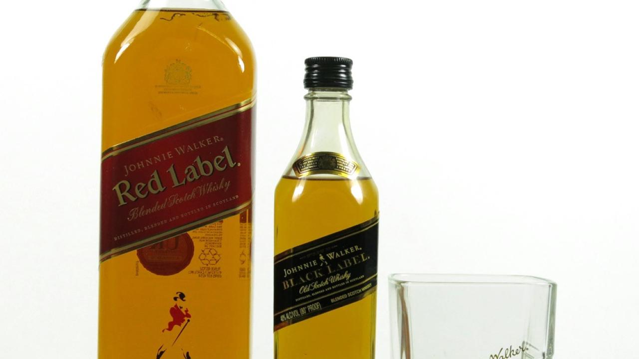 Johnnie Walker Red Label 70cl, Black Label 20cl and Branded Tumbler ...