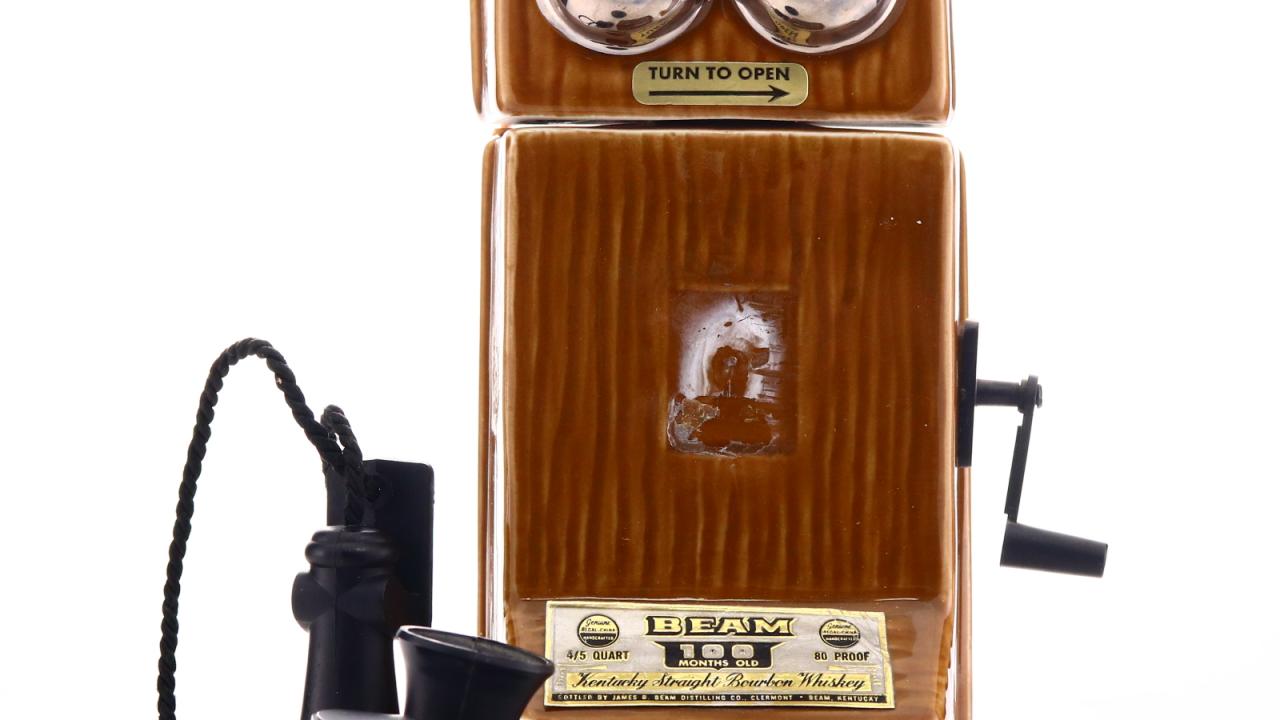 Jim Beam 100 Months Old Magneto Wall Set Phone Decanter 1975 Whisky ...