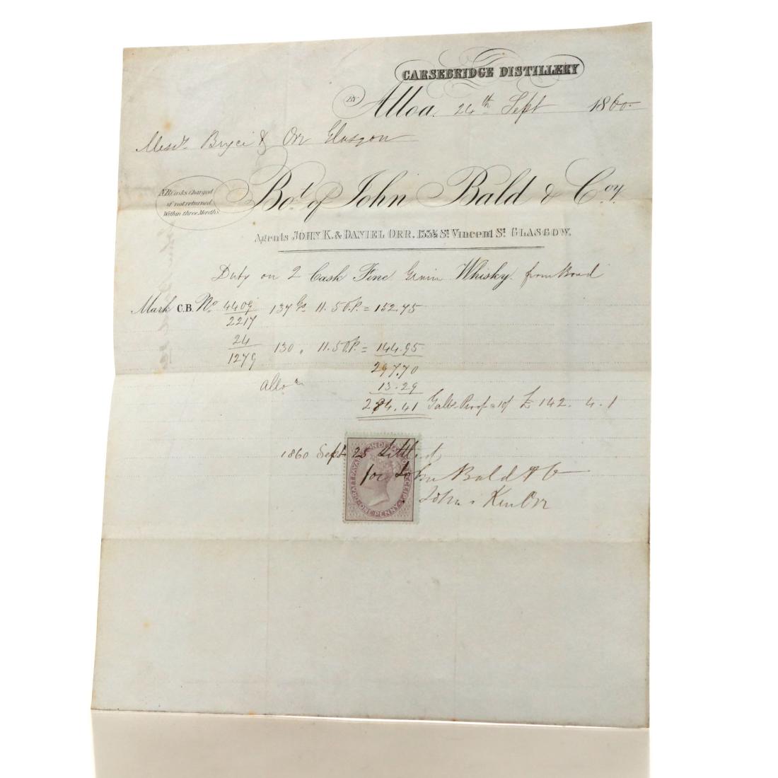 Carsebridge Distillery Document Dated 1860 Whisky | Whisky Auctioneer