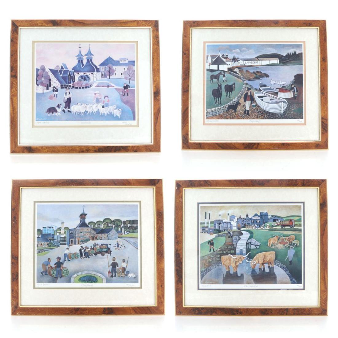 Print: Alfred Daniels Distillery Prints x 4 / Glenfiddich, Laphroaig ...