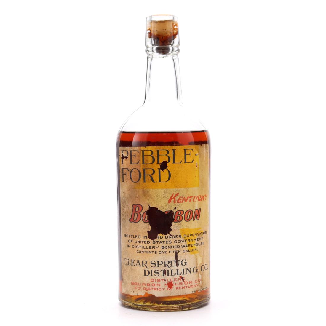 Pebble-Ford Bottled in Bond Kentucky Bourbon 1/5 Gallon circa 1910s ...