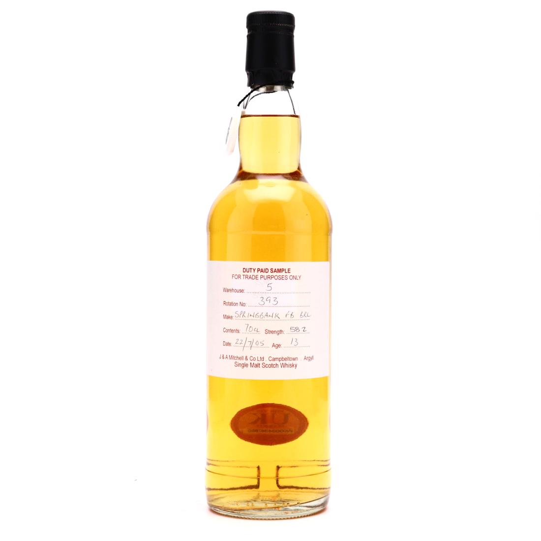 Springbank 2005 Duty Paid Sample 13 Year Old / Fresh Bourbon Barrel ...
