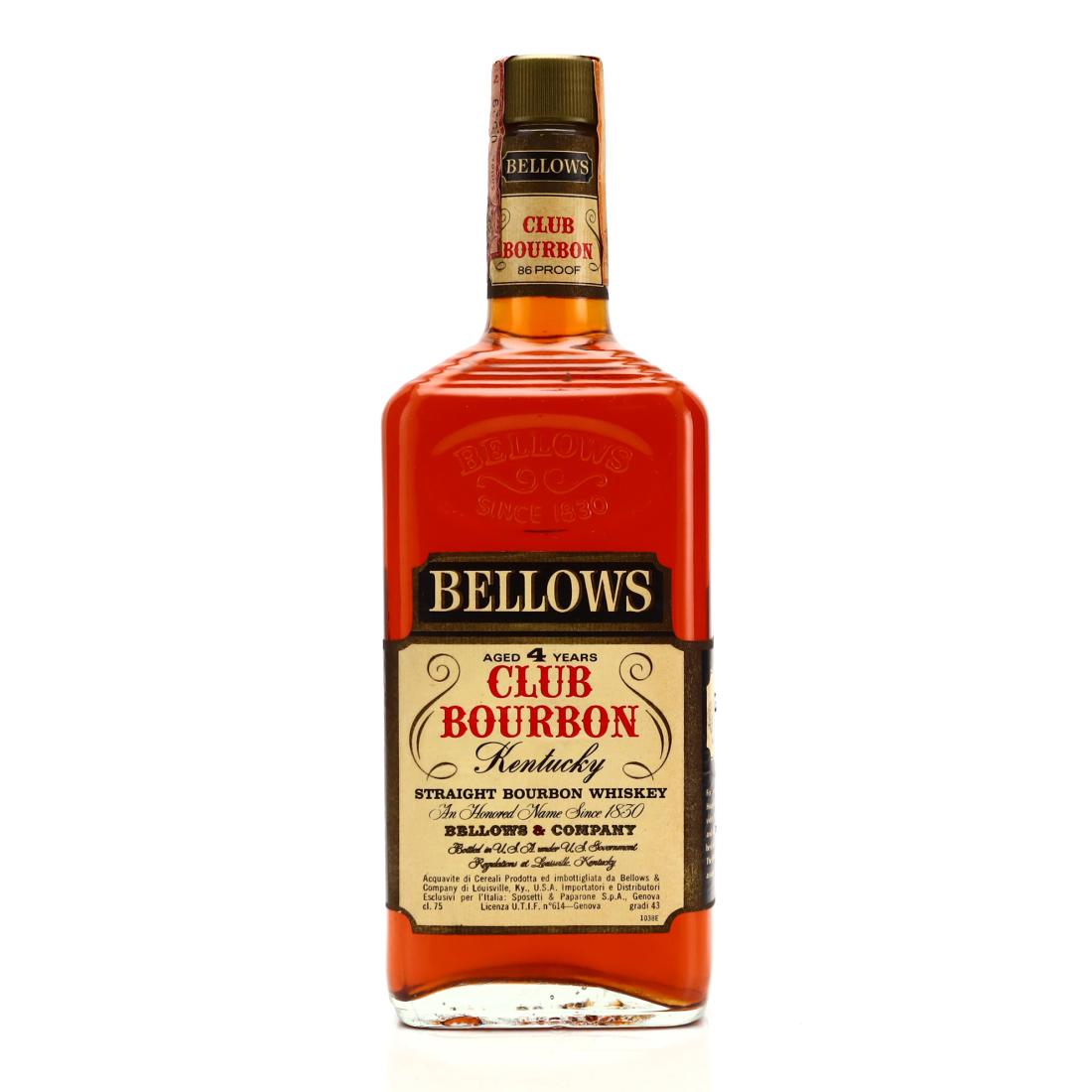 Bellows 4 Year Old Club Bourbon 1970s Whisky | Whisky Auctioneer