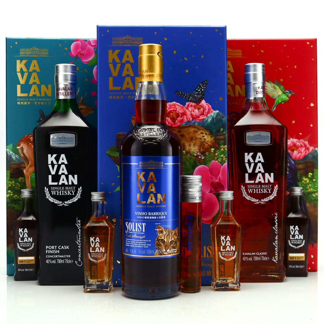 Kavalan Concertmaster, Solist and Classic Set 3 x 70cl with Miniatures ...