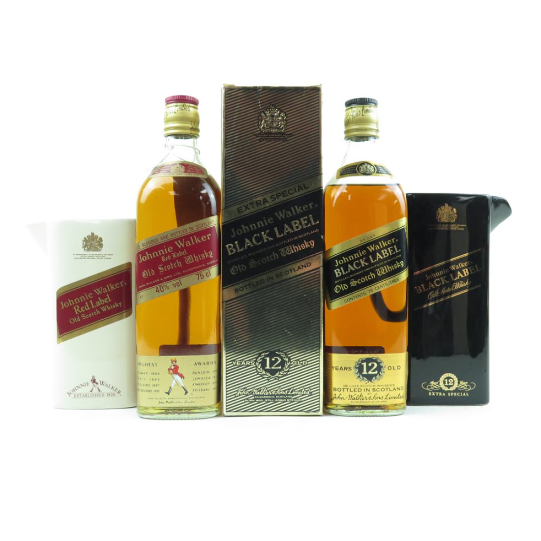Johnnie Walker Black and Red Label 1980s / Including Matching Water ...