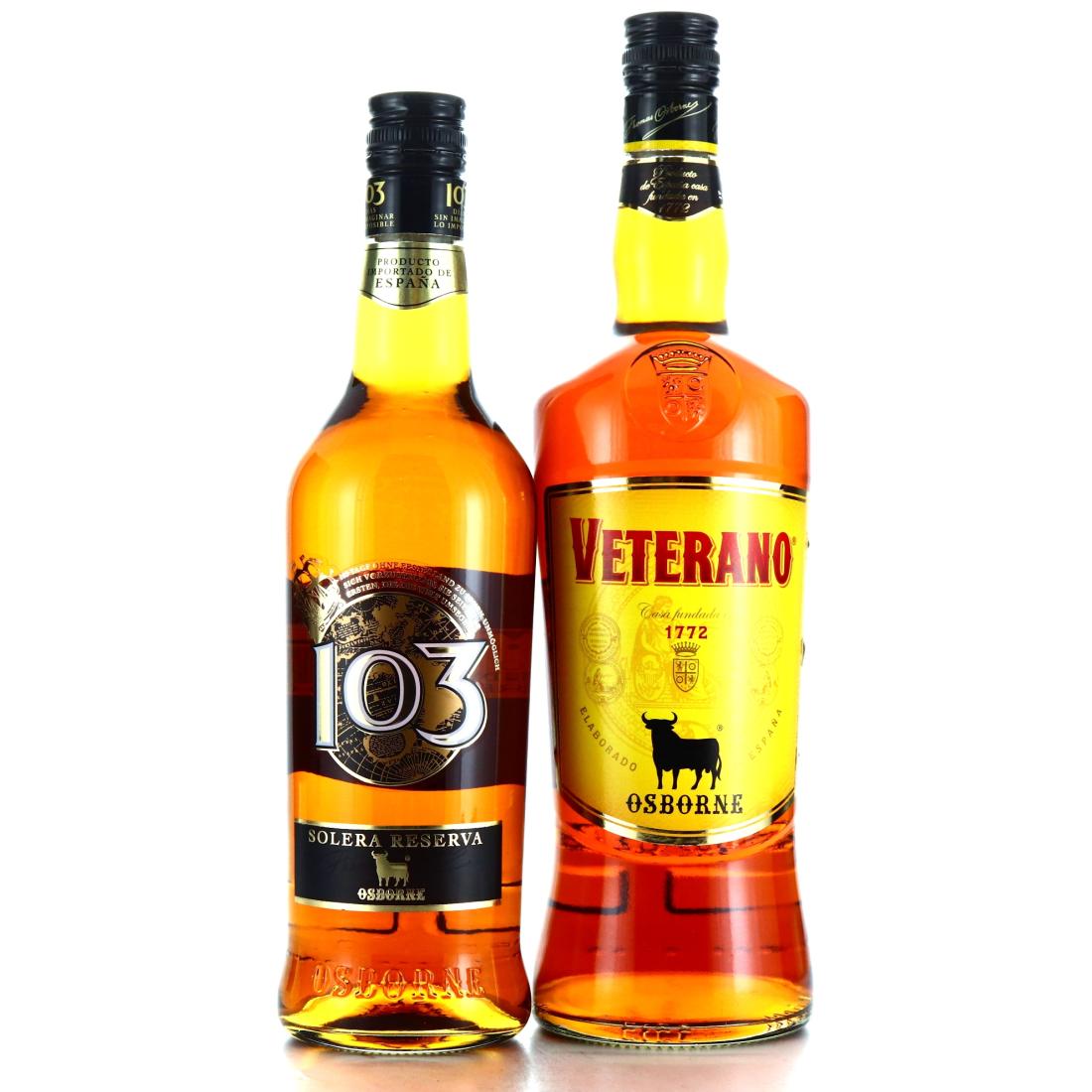 Osborne Veterano & 103 Solera Reserve Brandy 70cl & 1 Litre Whisky ...