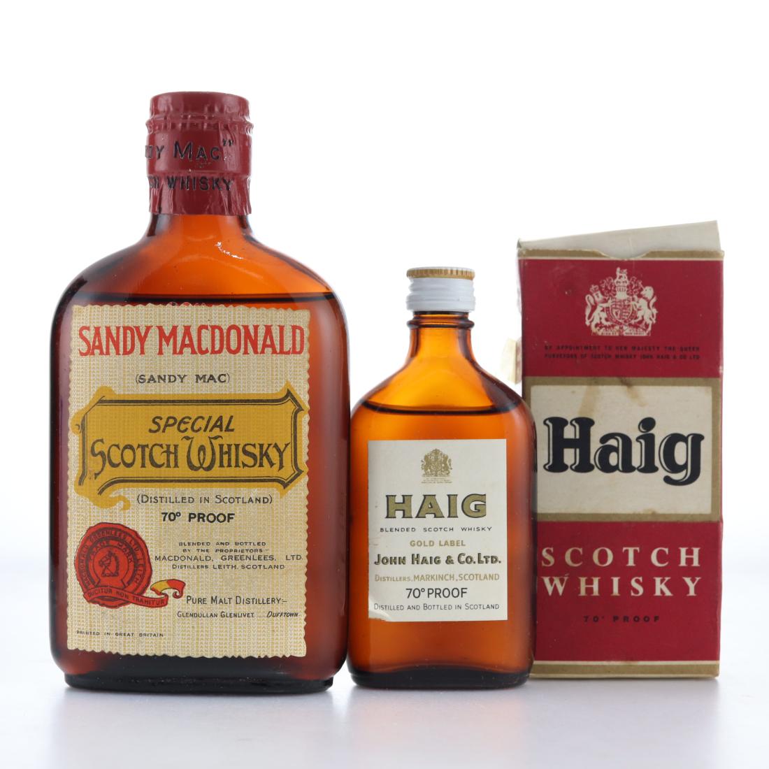 Sandy MacDonald Special Scotch Whisky Quarter Bottle 1960s / with Haig ...