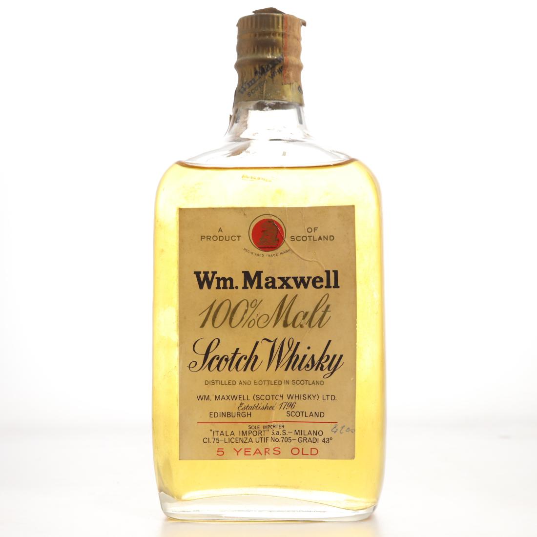 Wm. Maxwell 5 Year Old 100% Malt circa 1960s Whisky | Whisky Auctioneer