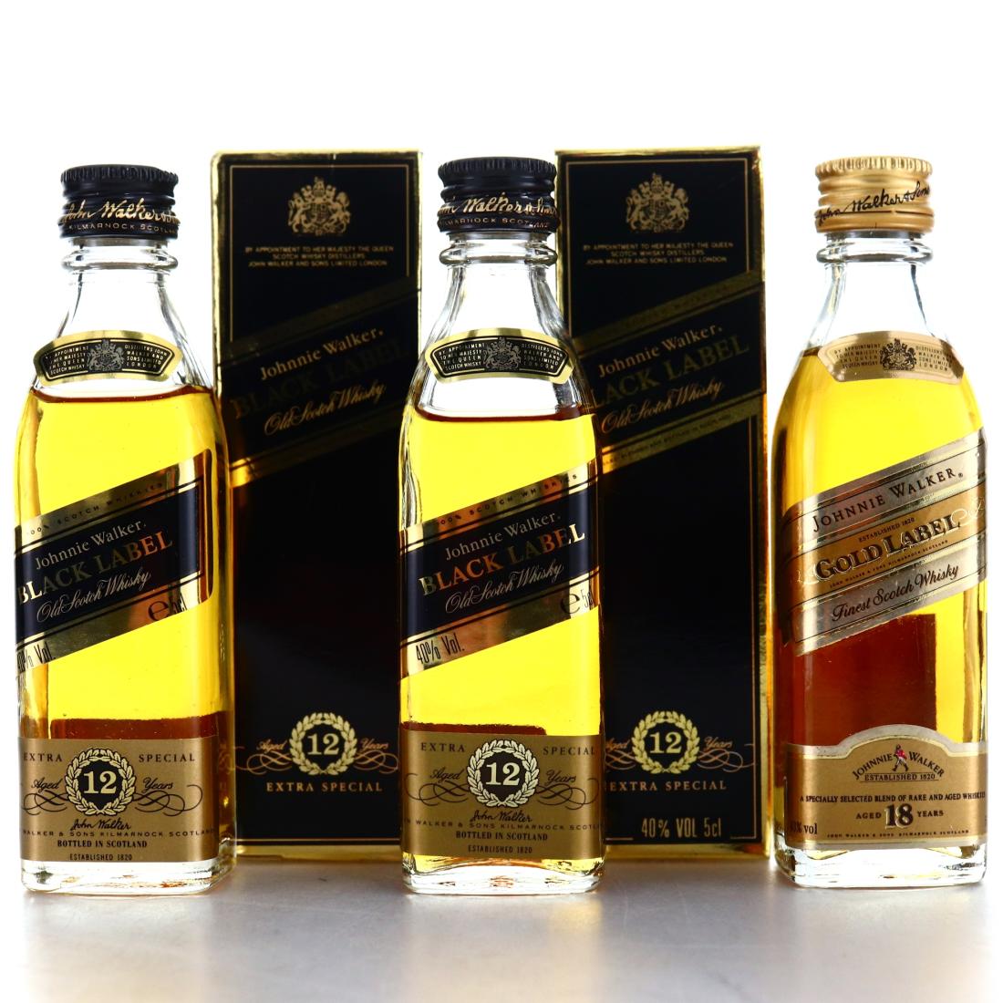 Johnnie Walker Black & Gold Label Miniature x 3 Whisky | Whisky Auctioneer
